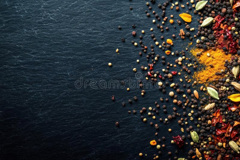 Aromatic Spices on Black Slate, a Culinary Symphony of Flavors Stock ...