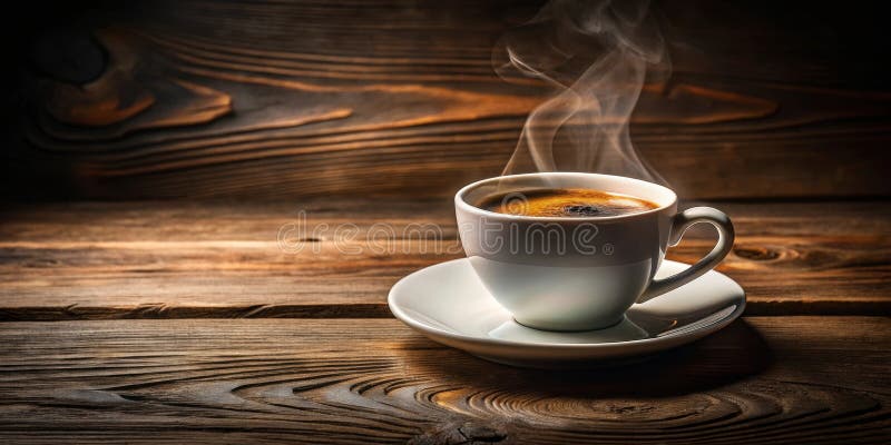 Aromatic Steam Rising from a Cup of Coffee on Rustic Wood. Generative ...