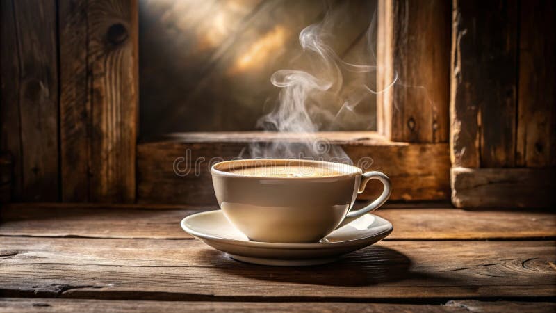 Aromatic Steam Rising from a Warm Beverage in a Rustic Setting ...