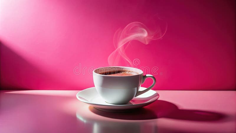 Aromatic Steam Rising from a Warm Beverage in a White Cup on a Pink ...