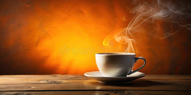 Aromatic Steam Rising from a Warm Cup of Coffee on Rustic Wood ...
