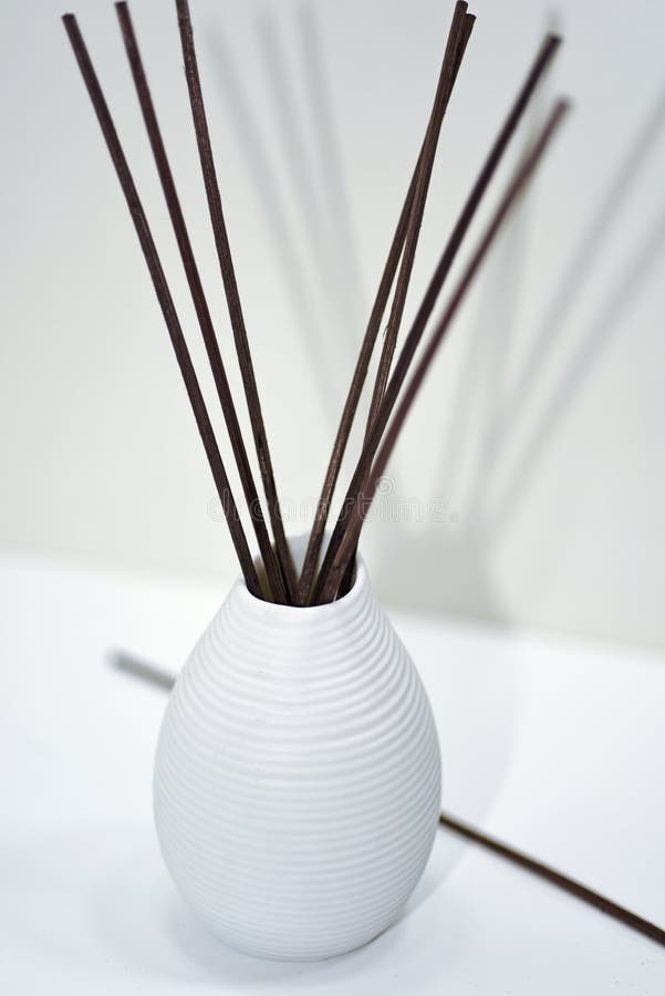 Aromatic Sticks for Home in White Ceramic Vase. Stock Image - Image of ...