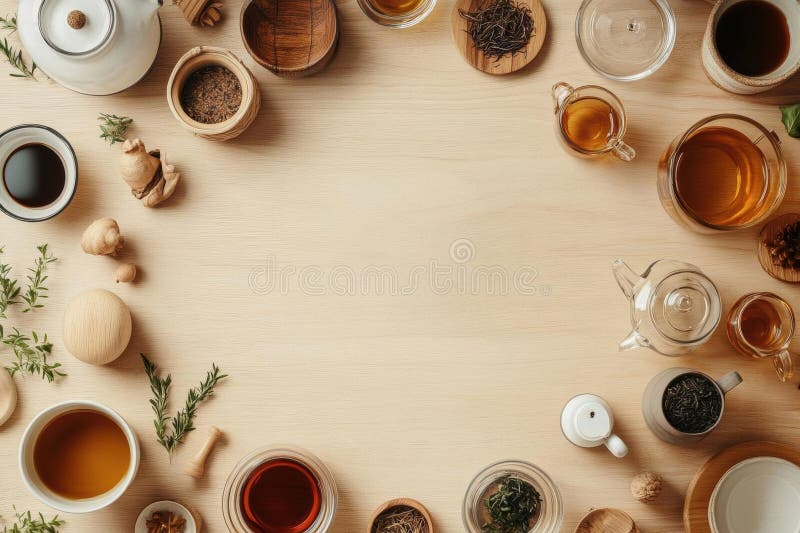 Aromatic Tea Ceremony, an Inviting Table Setting with Teacups, Loose ...