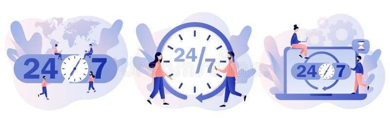 Around Clock. 24 Hours Watch with Arrow. 24-7 Support Service, Open ...