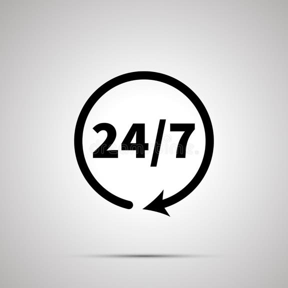 Around the Clock Sign, Simple Black Icon Stock Vector - Illustration of ...