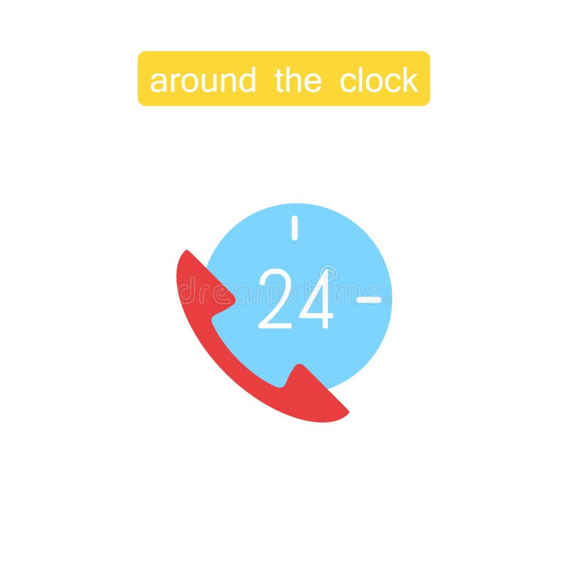 Around the Clock, Twenty Four Hour Icon. Stock Vector - Illustration of ...