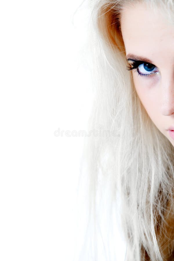 Around the Corner Looking at You with One Blue Eye Stock Photo - Image ...