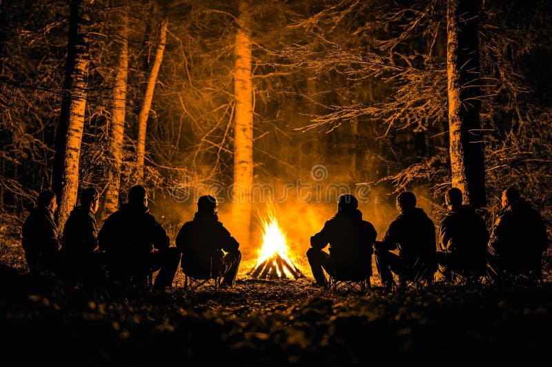 Around the Fire an Adult Camping Adventure. Adult Camps Stock Image ...