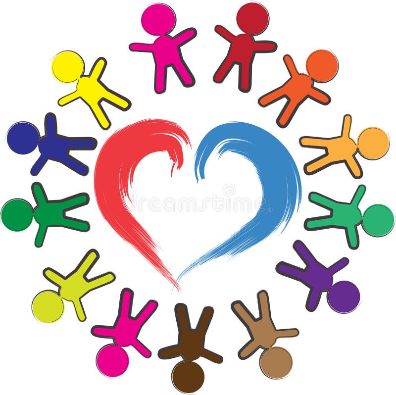 Teamwork around heart stock vector. Illustration of group - 30641575