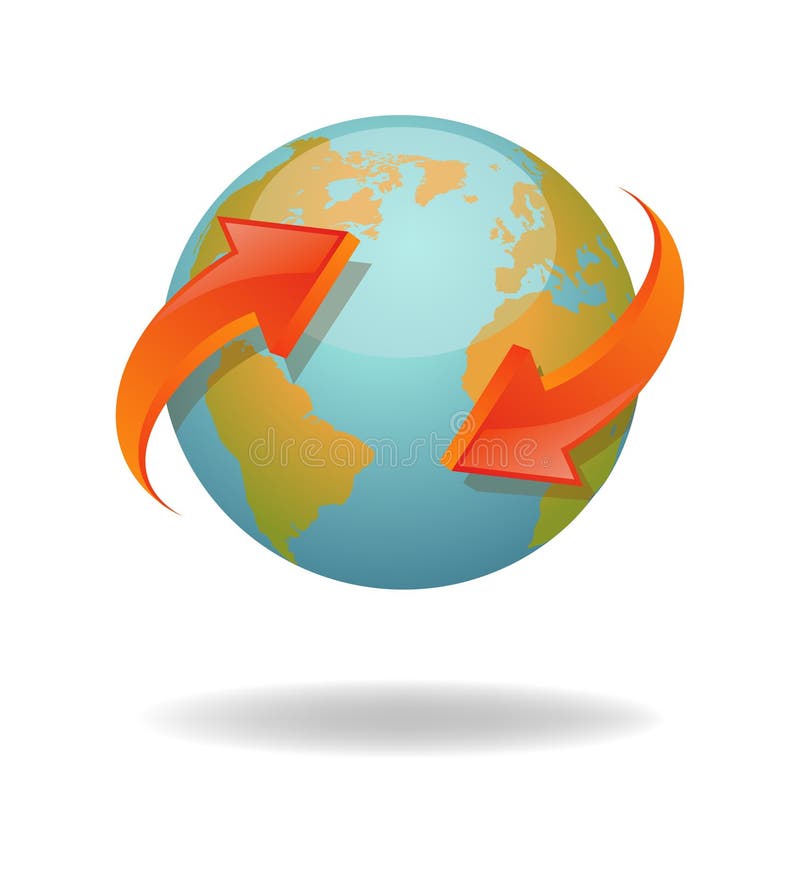 Arrows Around World Globe Stock Illustrations – 639 Arrows Around World ...