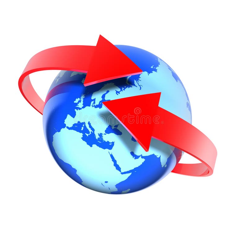 Arrows Around World Globe Stock Illustrations – 695 Arrows Around World ...