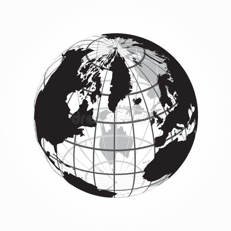 Around World Outline World Map Latitude Longitude Stock Illustrations ...