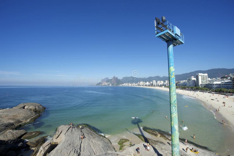 Arpoador Ipanema Beach Rio De Janeiro Brazil Skyline Stock Image ...