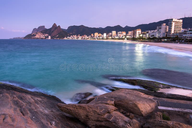 Arpoador Ipanema Beach Rio De Janeiro Brazil Skyline Editorial Photo ...