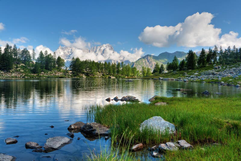Arpy lake, Aosta Valley stock photo. Image of reflect - 16750362