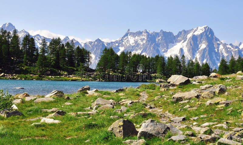 Arpy lake stock photo. Image of lago, valley, stone, italy - 58917546