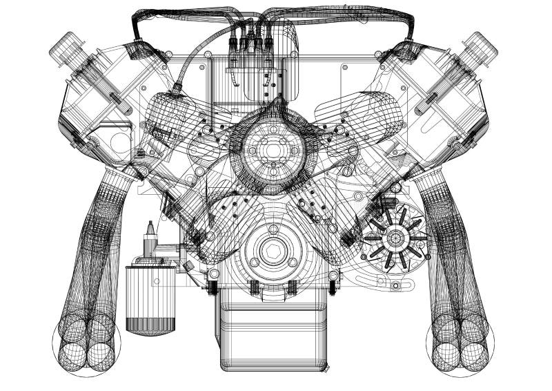 Arquiteto Blueprint Do Projeto Do Motor - Isolado Ilustração Stock ...
