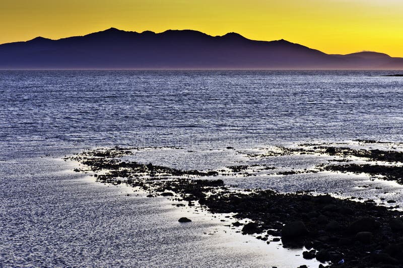 Arran Sunset from Saltcoats Stock Image - Image of yellow, scotland ...