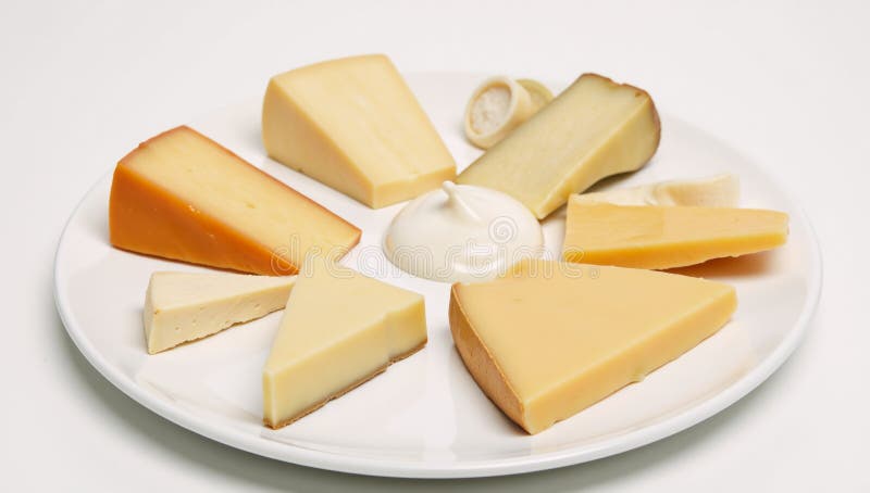 Arrange Assorted Cheeses Neatly on a White Platter Stock Illustration ...