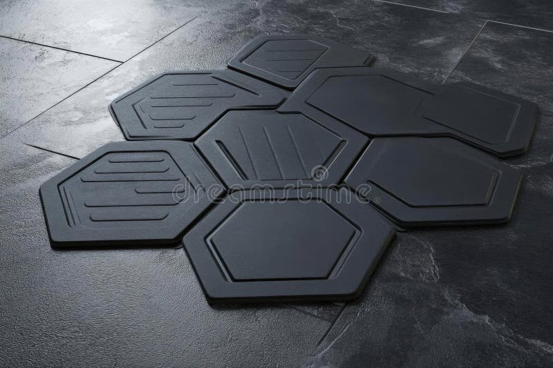 Arrange Black Hexagon Tiles on a Black Surface with Artistic Theme ...