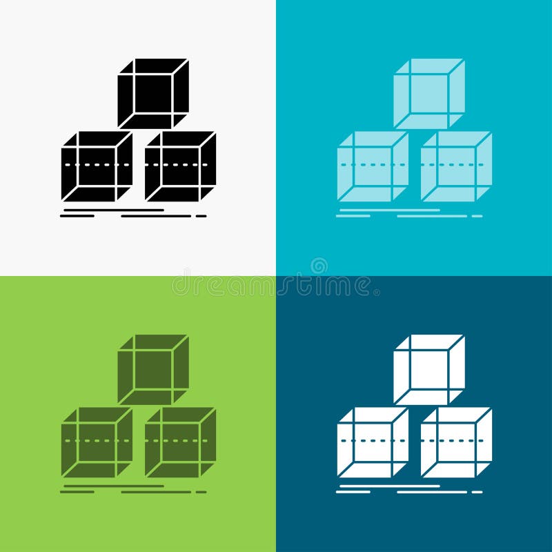 Arrange, Design, Stack, 3d, Box Icon Over Various Background. Glyph ...