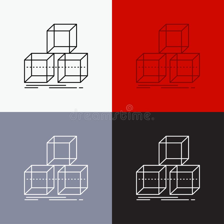 Arrange, Design, Stack, 3d, Box Icon Over Various Background. Line ...