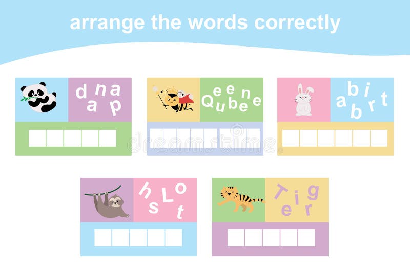 Arrange the Words Correctly Worksheet Stock Vector - Illustration of ...