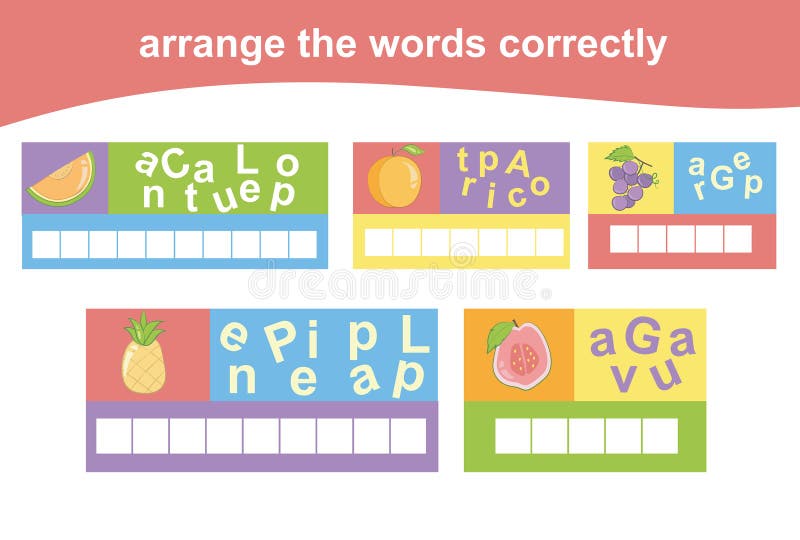 Arrange the Words Correctly Stock Vector - Illustration of letters ...