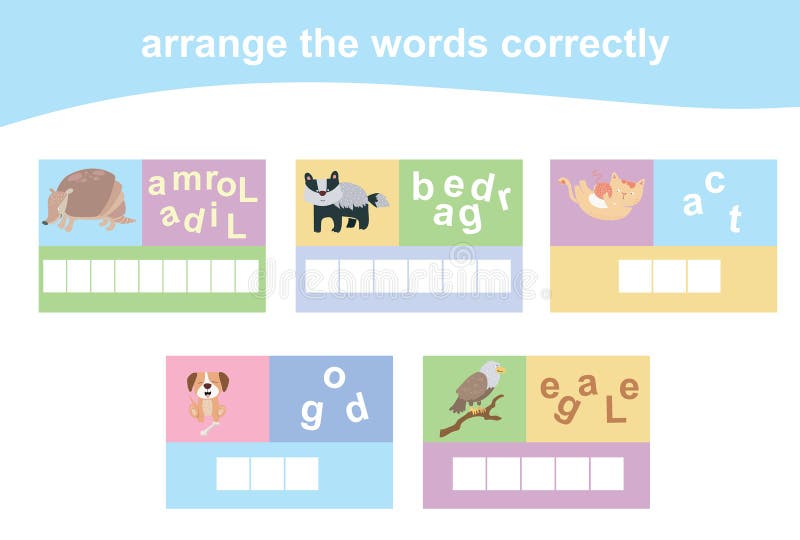 Arrange the Words Correctly Worksheet Stock Vector - Illustration of ...