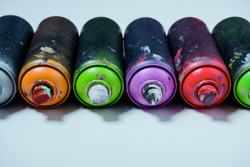 Arranged Colorful Spray Paint in Cans Stock Image - Image of ...