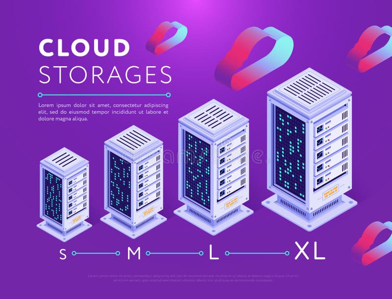 Set of Various Server Racks. Server in Cabinets. Server Room Data ...