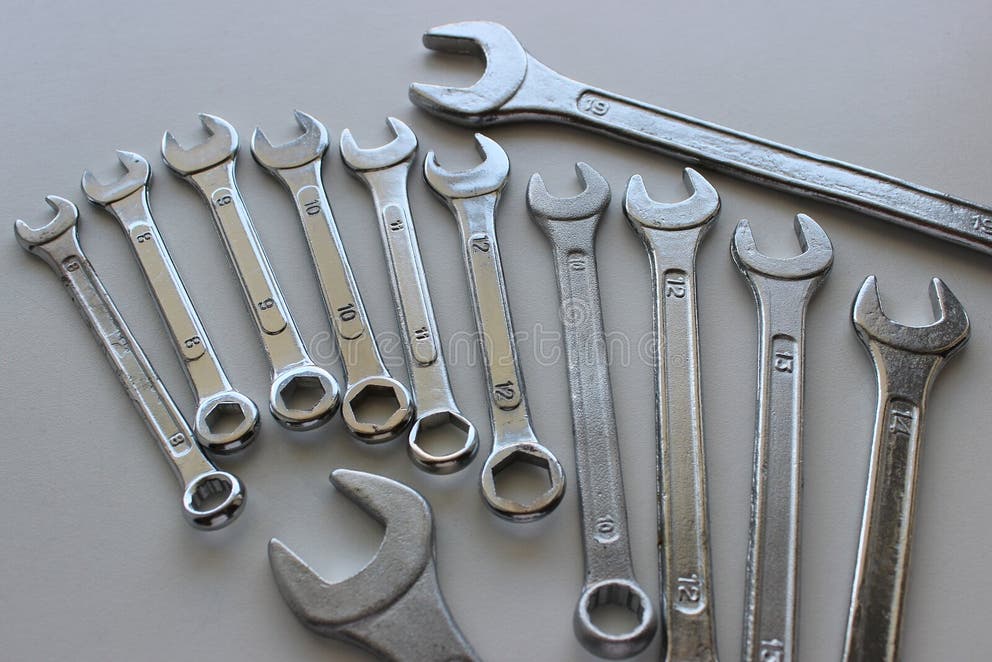Arranged in the Fan Shape Variety Ring Wrenches and Hex Spanners on ...