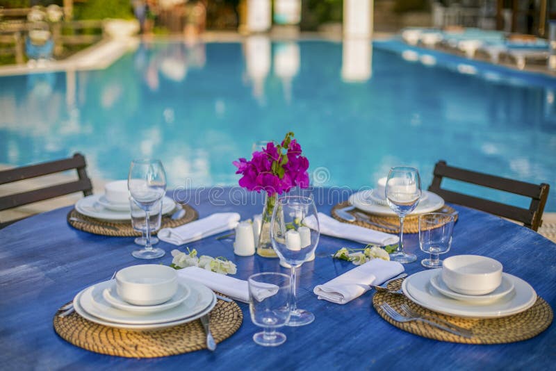 Arranged for a Holiday, Open-air Dining Table, Elegant Dining Table ...