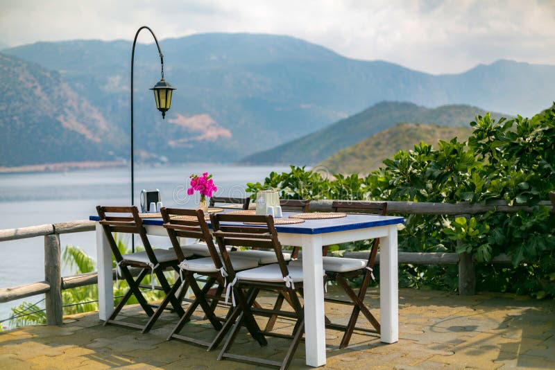 Arranged for a Holiday, Open-air Dining Table Stock Photo - Image of ...