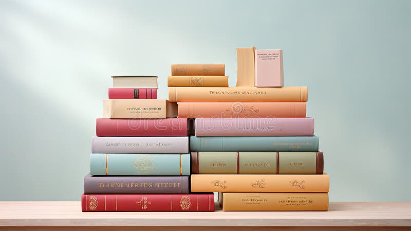 Arranged Pastel-Colored Books on a Table Stock Illustration ...