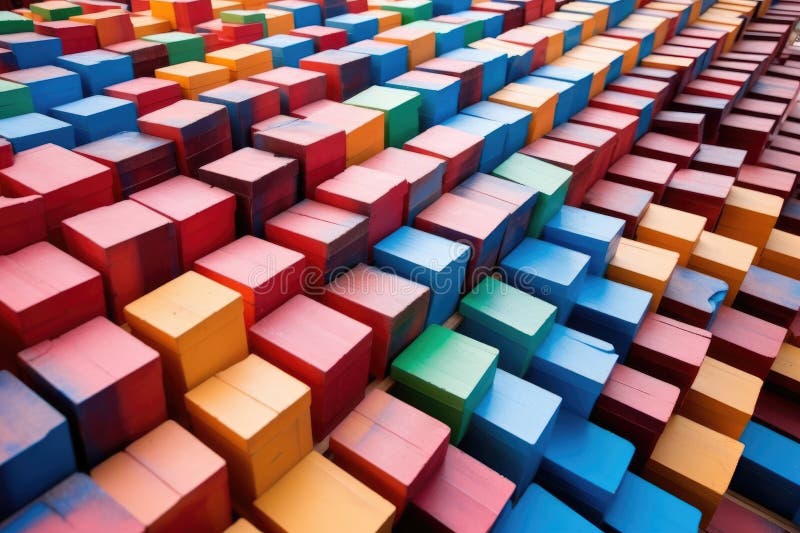 Arranged Rows of Colorful Bricks Stacked for Construction Stock ...