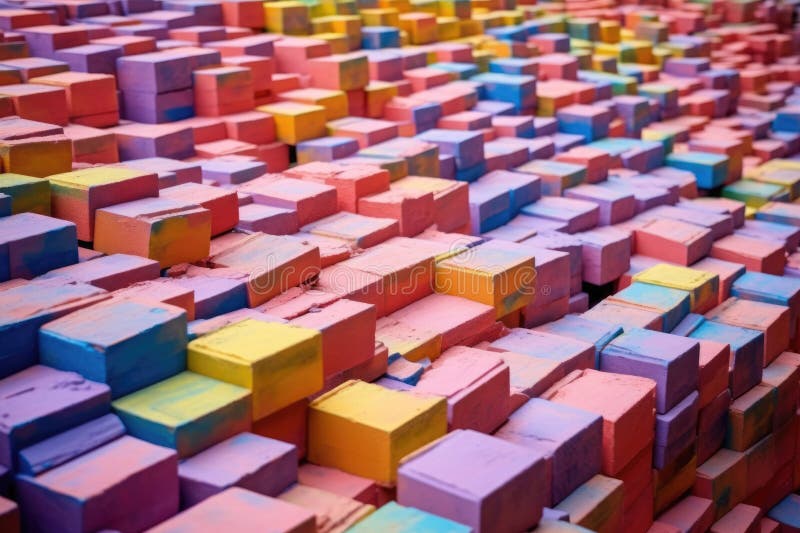 Arranged Rows of Colorful Bricks Stacked for Construction Stock ...