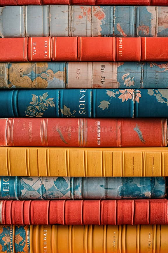 Arranged Stack of Books with Their Spines Facing Out, Creating a ...