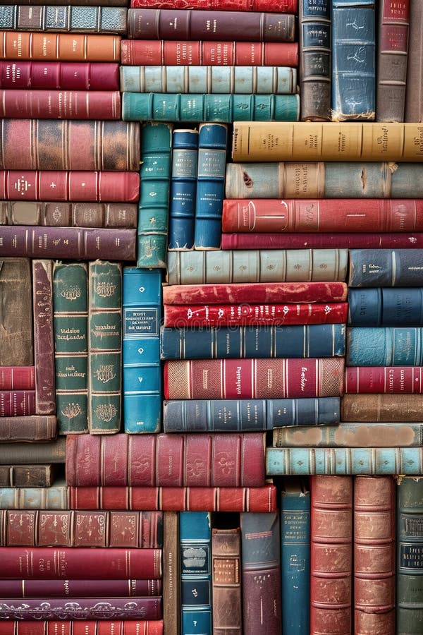 Arranged Stack of Books with Their Spines Facing Out, Creating a ...