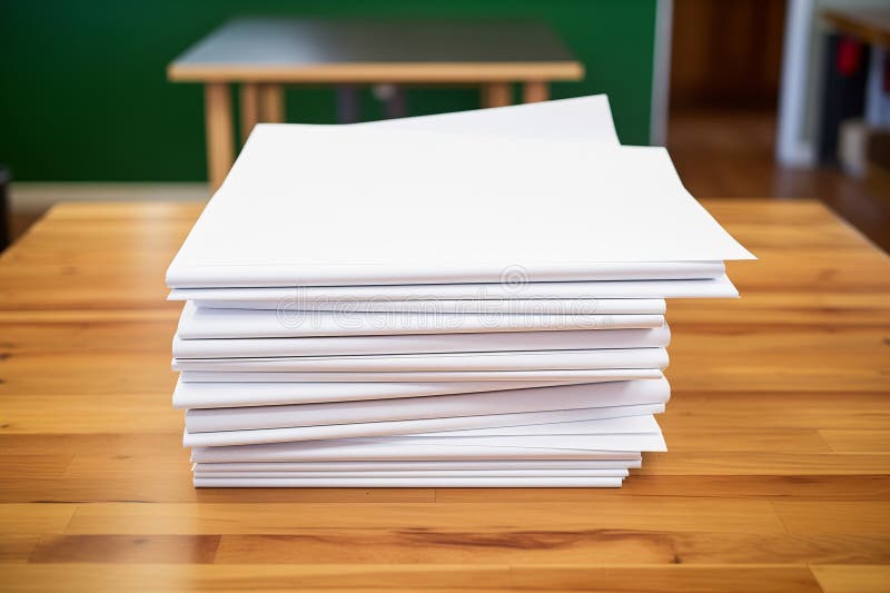 Arranged Stack of Drafting Paper on a Wooden Desk Stock Image - Image ...