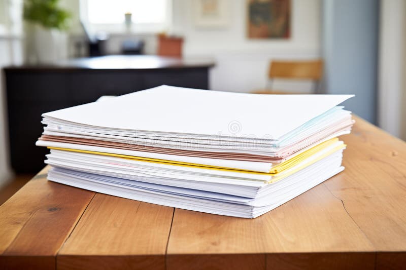Arranged Stack of Drafting Paper on a Wooden Desk Stock Image - Image ...