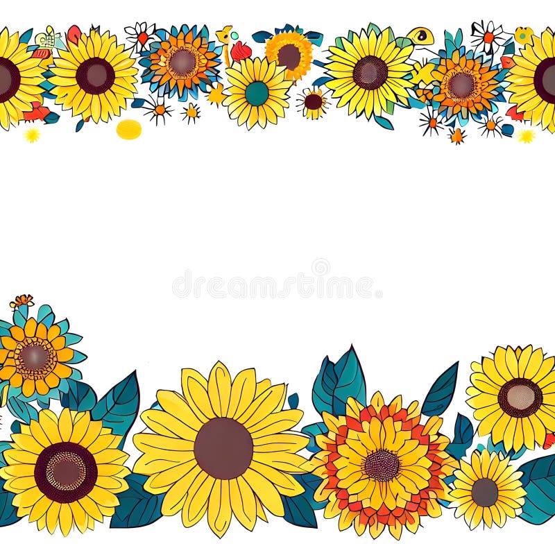 Arranged Sunflower Border for Invitation or Greeting Card Ai Generated ...