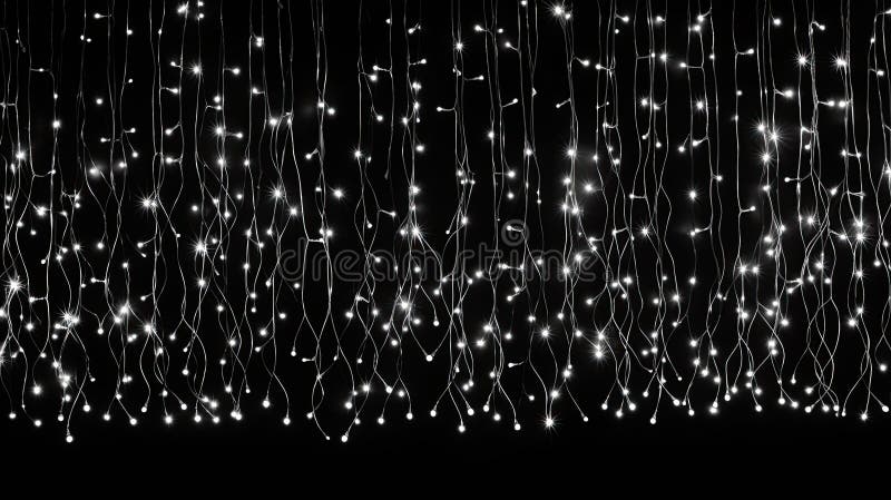 Arranged White String Lights on Black Background Stock Illustration ...