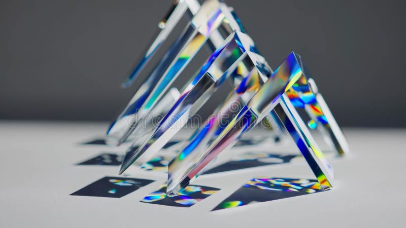 Geometric Glass Prisms Casting Rainbow Light Spectrum Shadows Stock ...