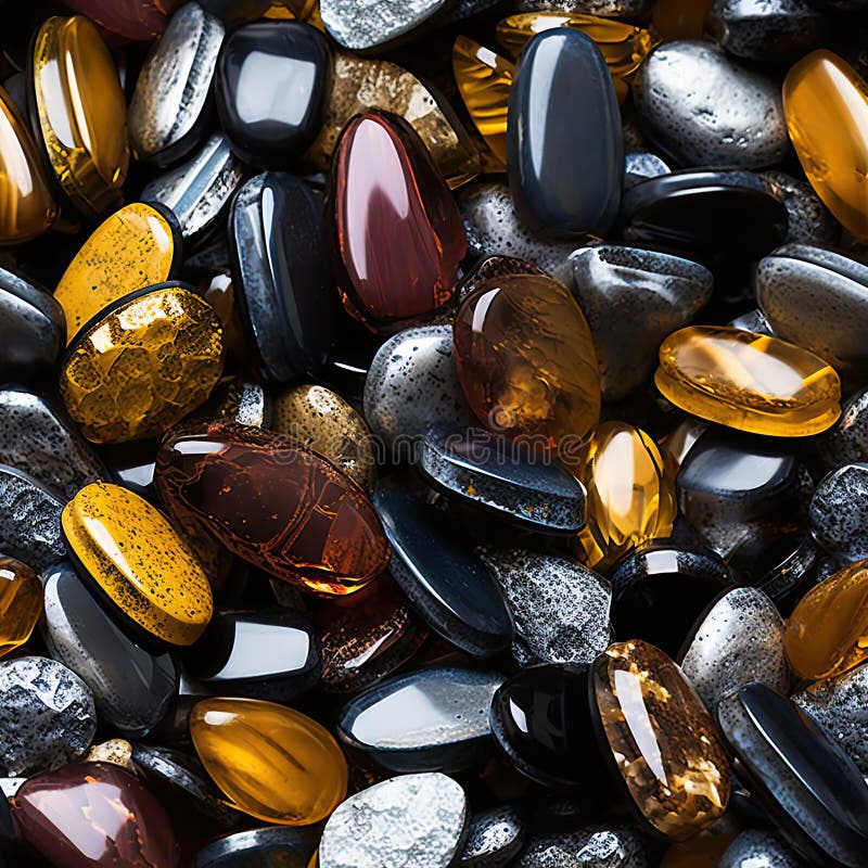 Arrangement of Different Colored Rocks with a Shiny Glossy Appearance ...