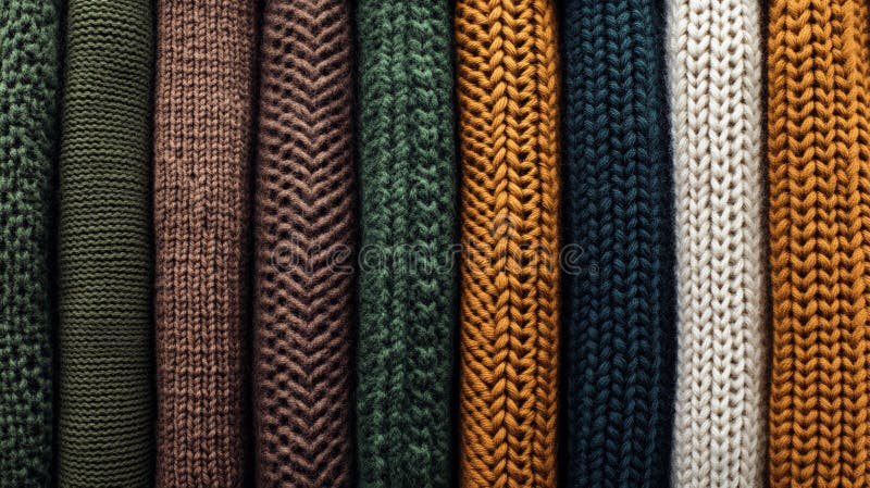 A Vibrant Display of Knitted Fabric Swatches Showcasing Various ...
