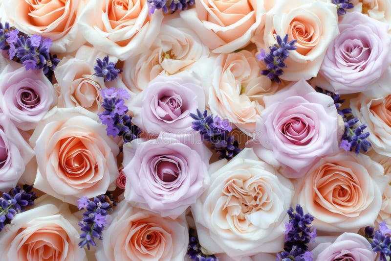 The Arrangement Features an Array of Soft-hued Roses Intertwined with ...