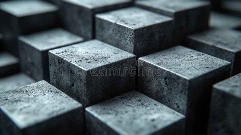 Close-up View of Textured Concrete Cubes Arranged in an Abstract ...