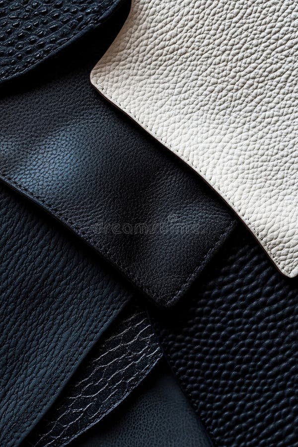 The Arrangement Features Various Black and White Textured Materials ...