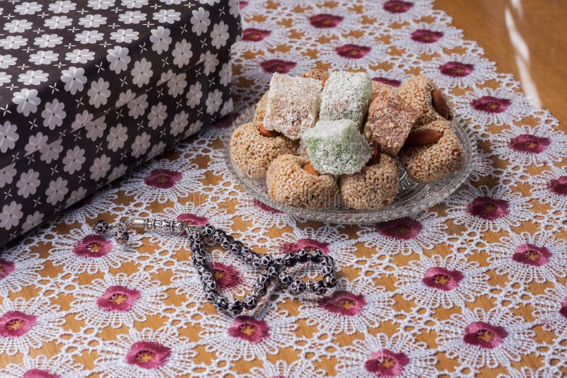 Arrangement of Fig and Turkish Delight Stock Photo - Image of wood ...